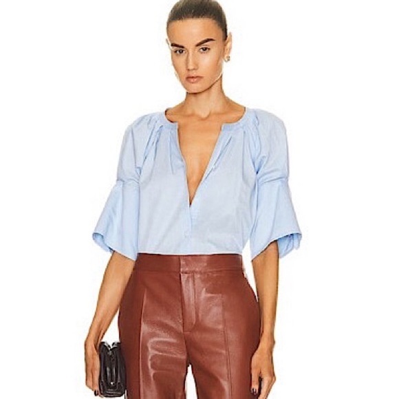 A.L.C. | Tops | Alc Chloe Buttonfront Pleated Puff Sleeve Blouse | Poshmark